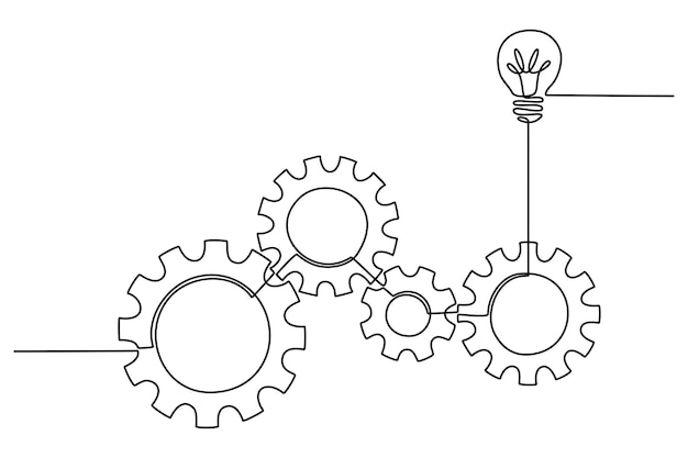 Interlocking Gears with Lightbulb Idea Concept | Jiffy Designs
