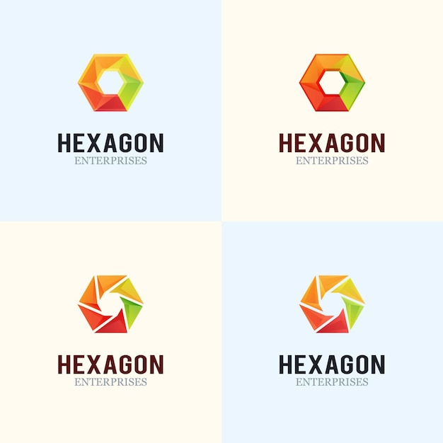 Vibrant Hexagonal Logo Collection with Geometric Shapes and Text ...