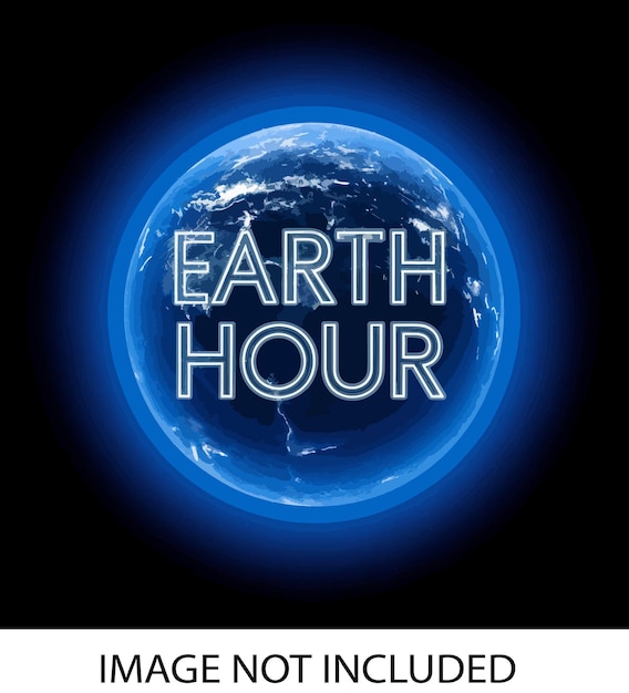 Glowing Earth Hour Logo on Vibrant Blue Planet | Jiffy Designs