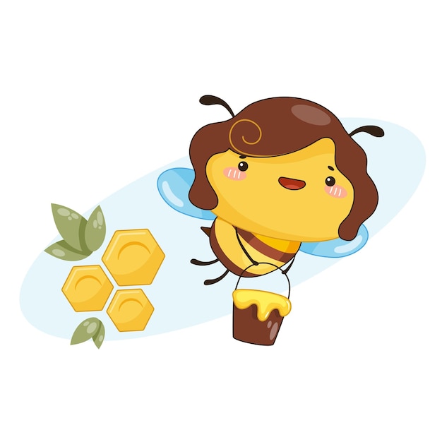 Cheerful Honey Bee Gathering Nectar from Vibrant Honeycomb | Jiffy Designs