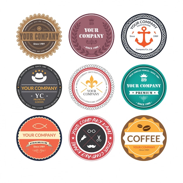 Diverse Collection of Vintage-Inspired Company Logos and Badges | Jiffy ...