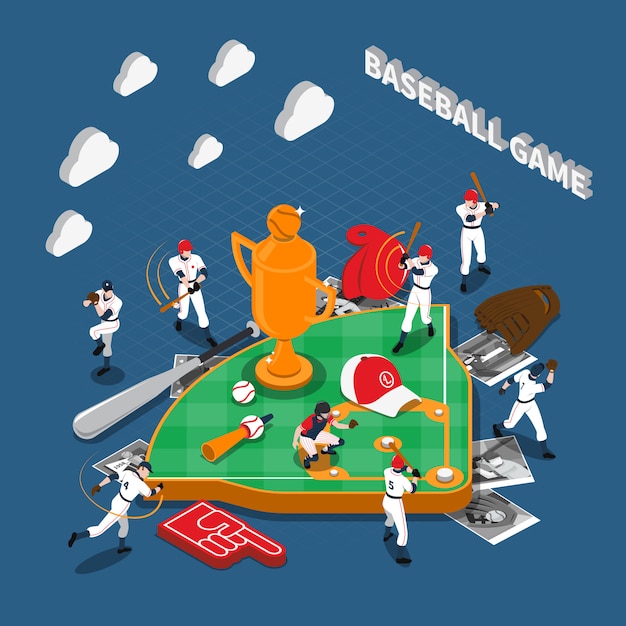 Exciting Isometric Baseball Game with Players and Equipment | Jiffy Designs