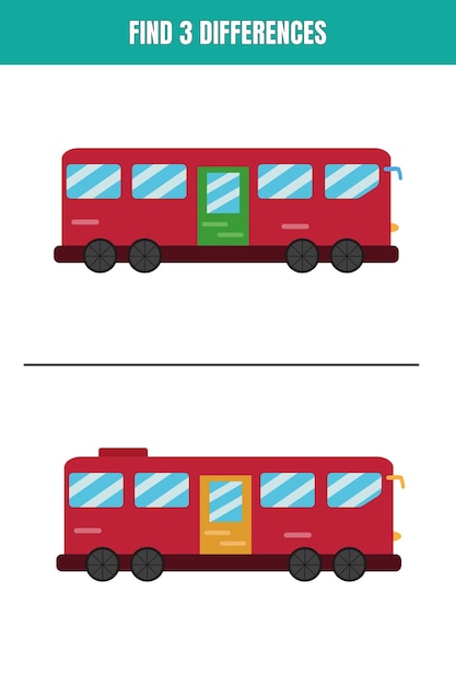 Spot the Differences in the Vibrant Bus Illustrations | Jiffy Designs