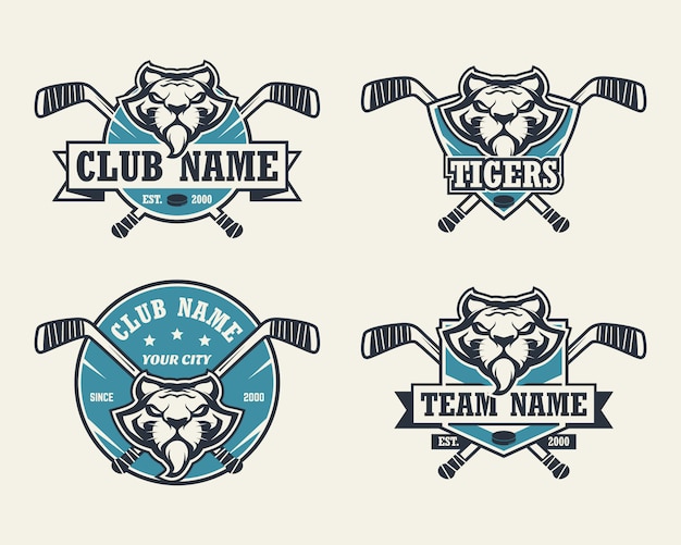 Vibrant Collection of Sports Team Logos with Tiger Mascot and Hockey ...