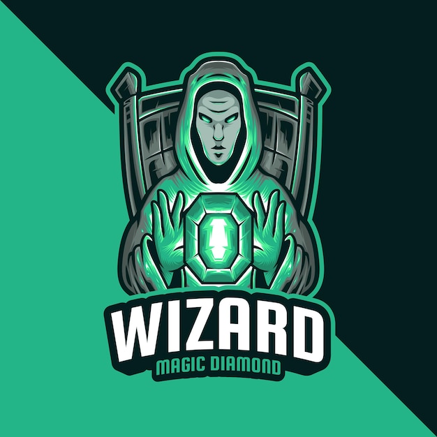 Captivating Wizard Mascot with Glowing Amulet | Jiffy Designs