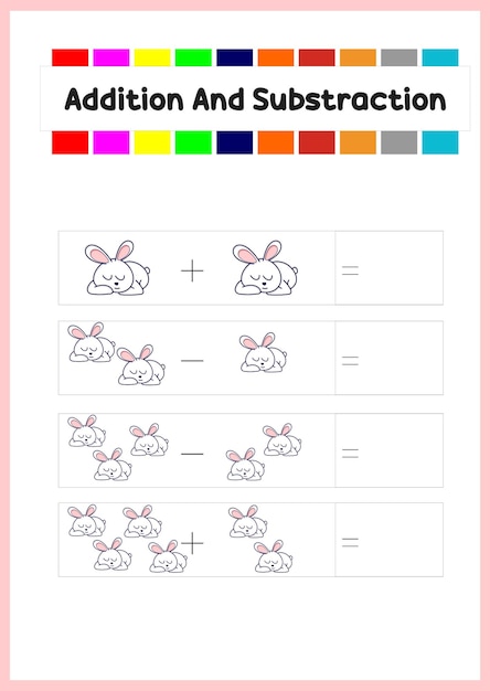 Engaging Addition and Subtraction Worksheet with Adorable Bunnies ...