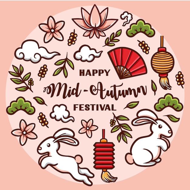 Vibrant Mid-Autumn Festival Celebration with Iconic Symbols | Jiffy Designs
