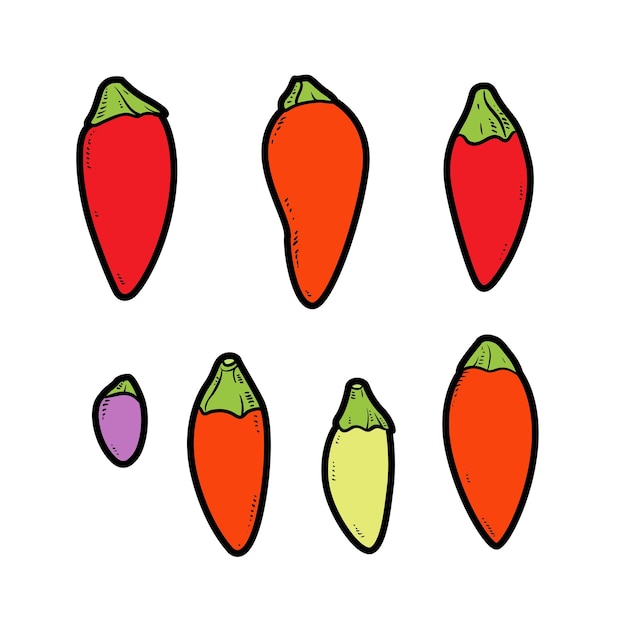 Vibrant Chili Pepper Collection: Diverse Shapes and Hues | Jiffy Designs