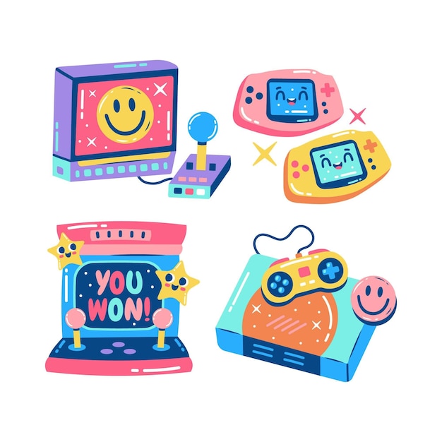 Vibrant Retro Gaming Icons and Symbols Illustration | Jiffy Designs