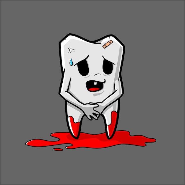 Cheerful Tooth Mascot in Bloody Puddle | Jiffy Designs