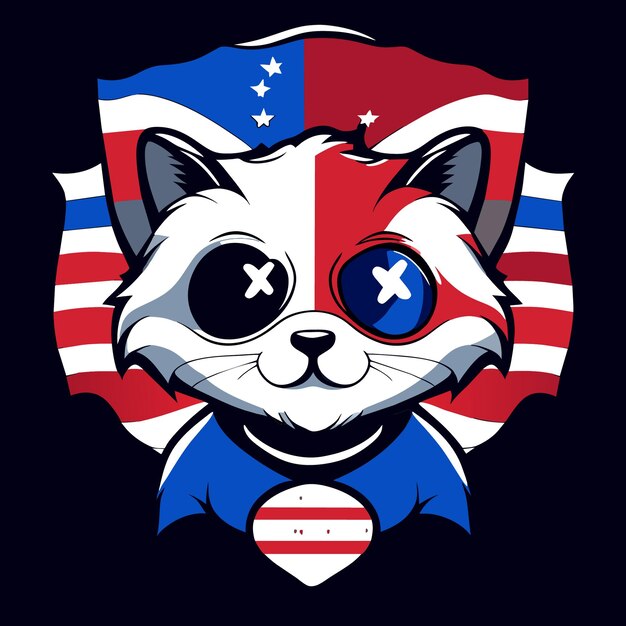 Patriotic Raccoon Mascot with American Flag Emblem | Jiffy Designs