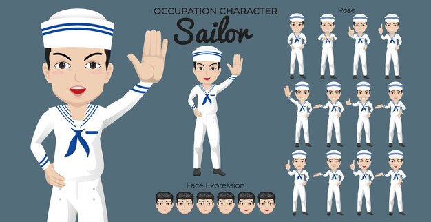 Cheerful Sailor in Crisp White Uniform Waving Aboard Ship | Jiffy Designs