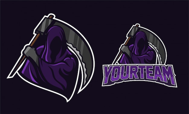 Menacing Reaper Mascot with Sleek 'Your Team' Branding | Jiffy Designs