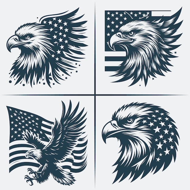 Majestic American Eagle Emblem Collection with Patriotic Flair | Jiffy ...