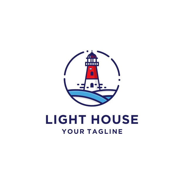Iconic Lighthouse Emblem with Serene Coastal Scene | Jiffy Designs