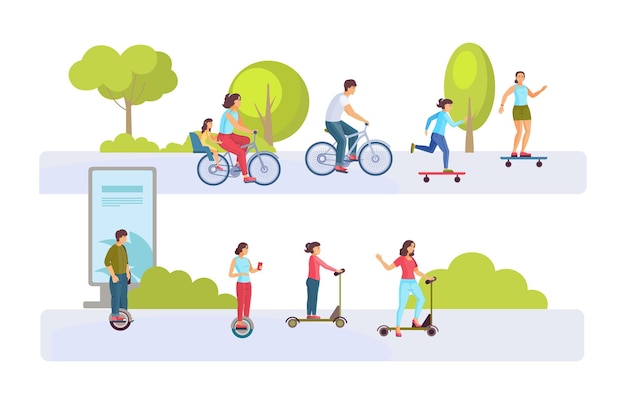 Vibrant Outdoor Mobility: People Enjoying Various Modes of ...