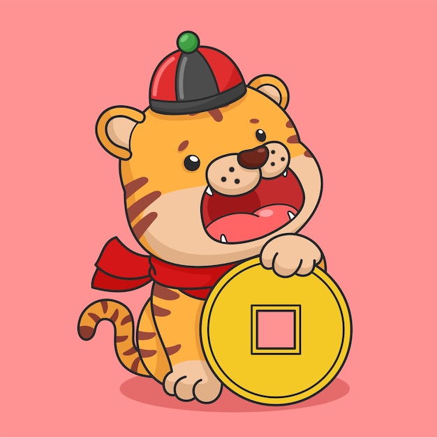 Playful Tiger Cub Holding a Square Frame Illustration | Jiffy Designs