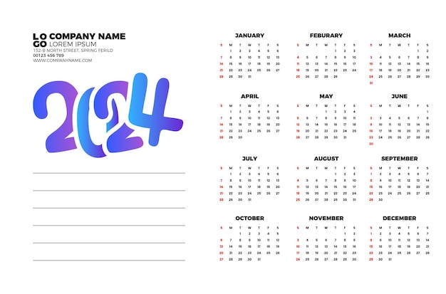 Vibrant and Playful Calendar Design with Bold 2024 Lettering | Jiffy ...