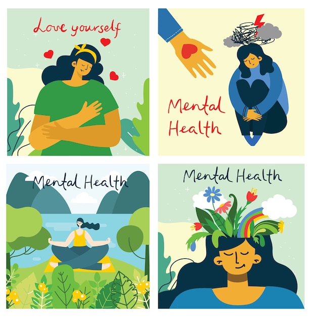 Vibrant Mental Health Illustrations Celebrating Self-Care and Wellbeing ...