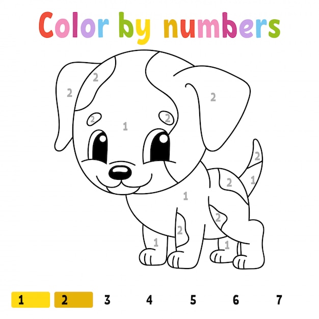 Playful Puppy Color-by-Numbers Illustration | Jiffy Designs