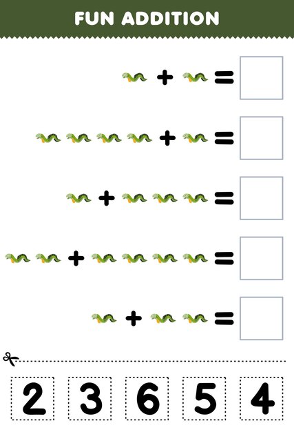 Whimsical Snake Addition Worksheet for Kids | Jiffy Designs