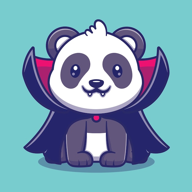Adorable Panda Wearing a Vampire Cape and Fangs | Jiffy Designs
