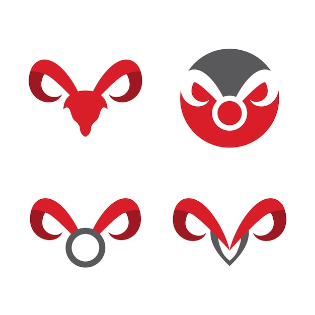 Striking Demonic Horned Symbols in Vibrant Red and Gray | Jiffy Designs