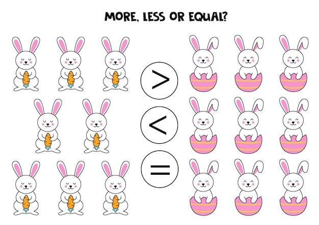 Cute Bunny Illustration Teaching Mathematical Comparisons | Jiffy Designs