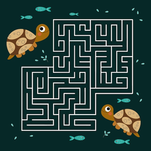 Playful Turtle Maze Adventure with Underwater Accents | Jiffy Designs