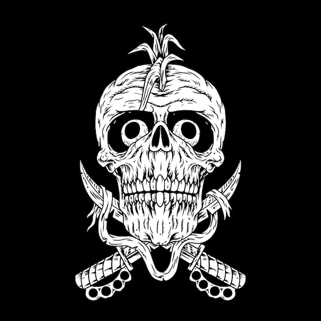 Menacing Skull with Intricate Tribal Tattoo Design | Jiffy Designs