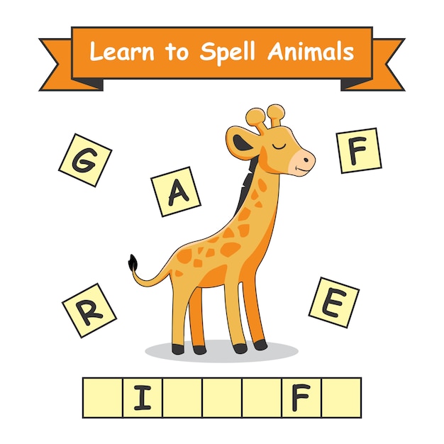 Adorable Giraffe Teaches Kids to Spell Animal Names | Jiffy Designs