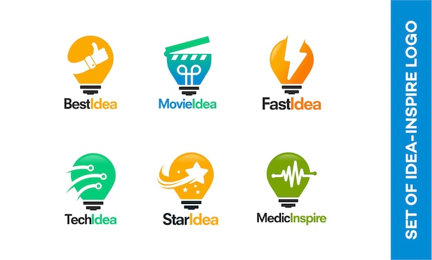 Collection of Creative Idea-Inspired Logos with Vibrant Color Schemes ...