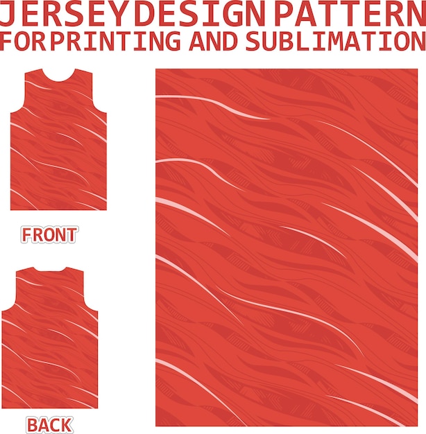 Vibrant Crimson Jersey Design with Fluid Wave Patterns | Jiffy Designs