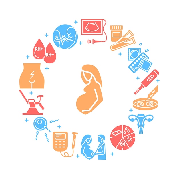 Vibrant Pregnancy Icons Showcase Maternal Journey | Jiffy Designs