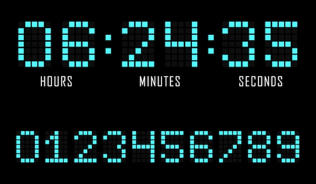 Glowing Digital Countdown Timer with Teal Pixels | Jiffy Designs