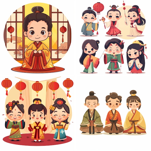 Vibrant Celebration of Chinese Culture: Charming Chibi Characters ...
