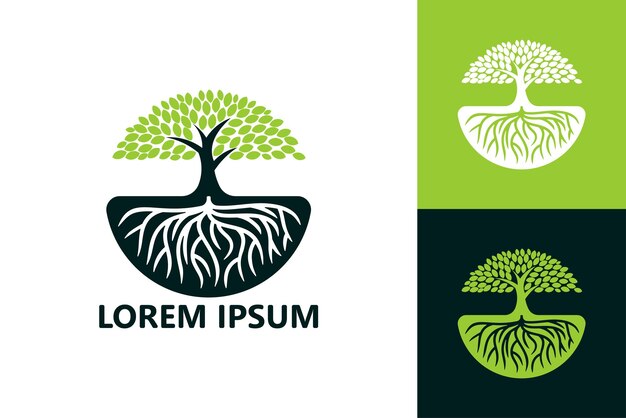 Stylized Tree with Roots and Lorem Ipsum Text Logo | Jiffy Designs