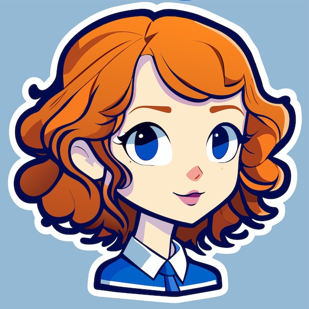 Charming Cartoon Girl with Curly Ginger Hair | Jiffy Designs