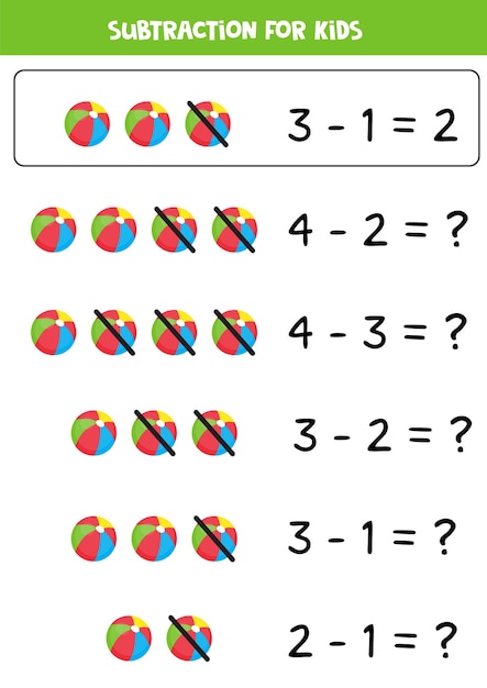Colorful Subtraction Practice with Playful Beach Balls | Jiffy Designs
