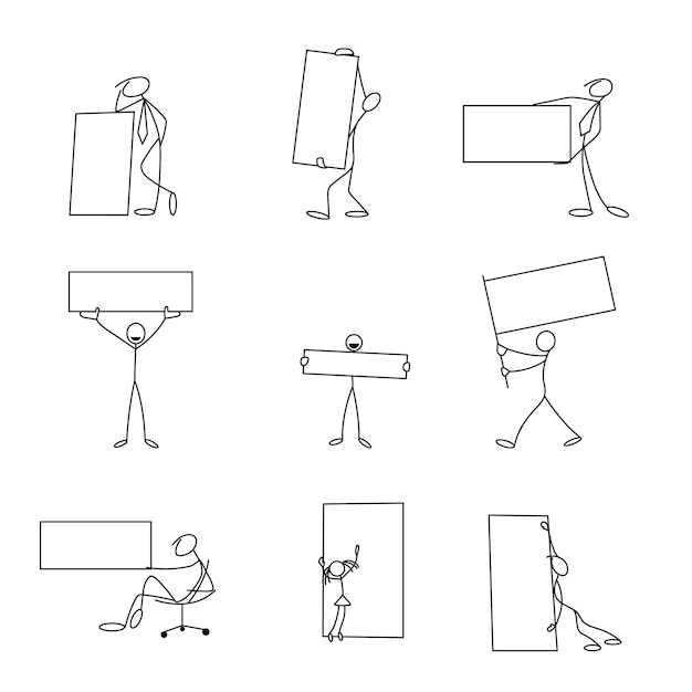Minimalist Figures in Playful Poses, Expressing Diverse Emotions ...