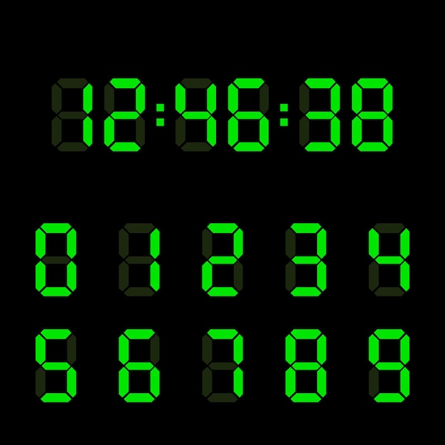 Glowing Digital Clock Display with Green Numerals | Jiffy Designs