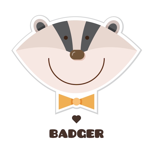 Stylized Smiling Badger Mascot with Bowtie and Text | Jiffy Designs