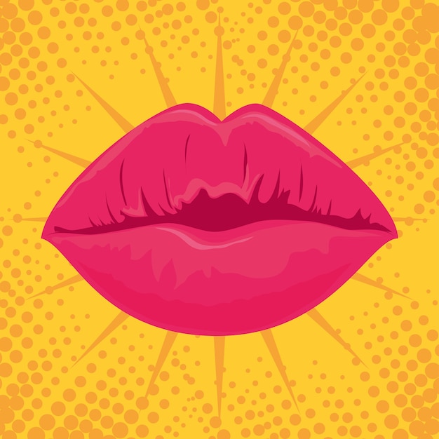 Vibrant Pop Art Style Lips on Yellow Dotted Background | Jiffy Designs