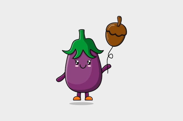 Whimsical Eggplant and Acorn Duo in Playful Illustration | Jiffy Designs