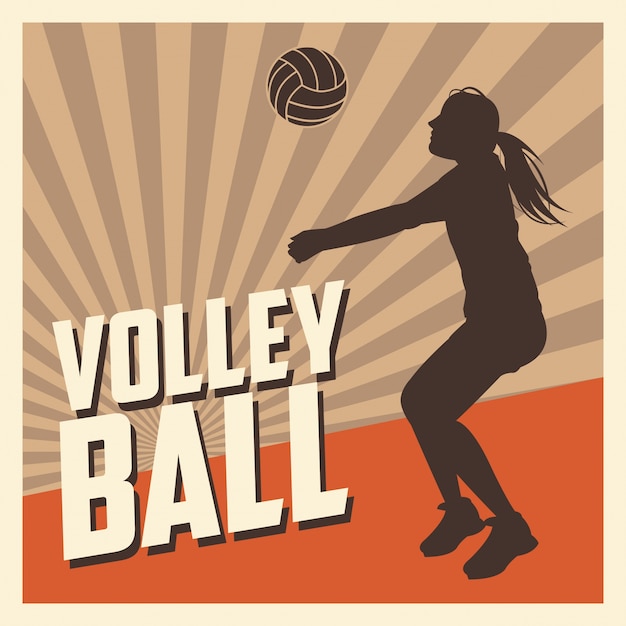 Retro Volleyball Player Silhouette Leaping for the Ball | Jiffy Designs