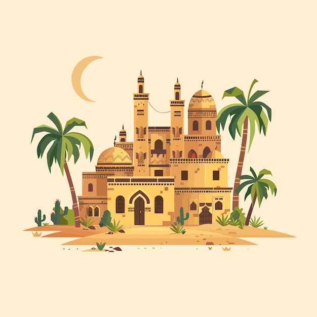Enchanting Arabian Castle Adorned with Ornate Domes and Minarets ...