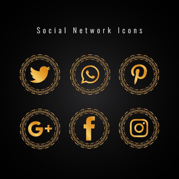 Elegant Golden Social Media Icons on Sleek Black Background | Jiffy Designs