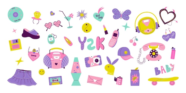 Vibrant Collage of Playful Y2K-Inspired Accessories and Icons | Jiffy ...