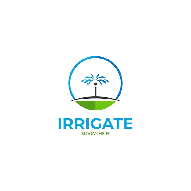 Serene Oasis: Irrigate Logo with Stylized Palm Tree | Jiffy Designs
