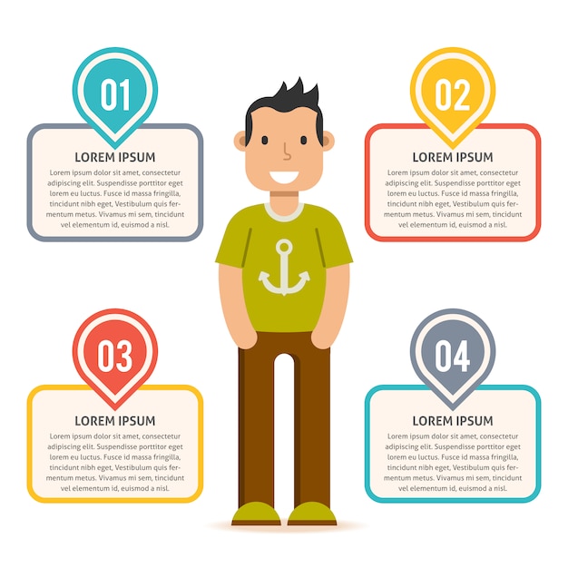 Cheerful Man with Anchor Symbol in Infographic Layout | Jiffy Designs